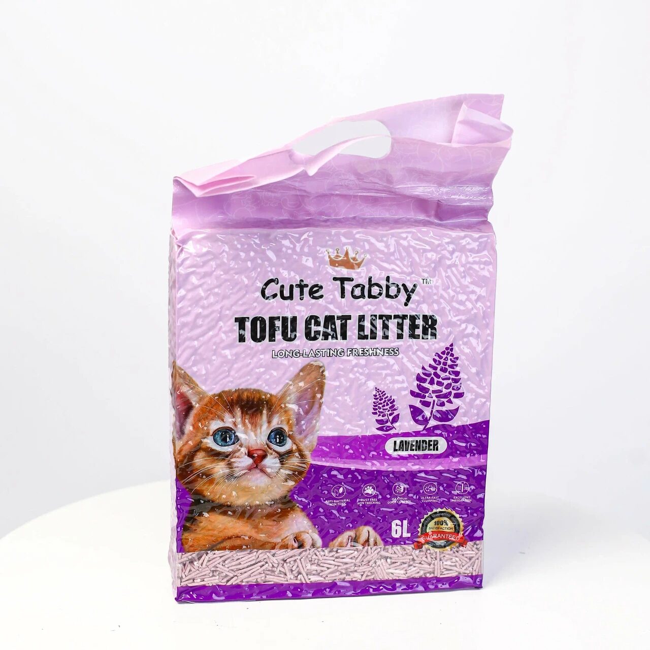 Cute Tabby Tofu Cat Litter Наполнитель для кошек с лавандой Упаковка 2.5 кг